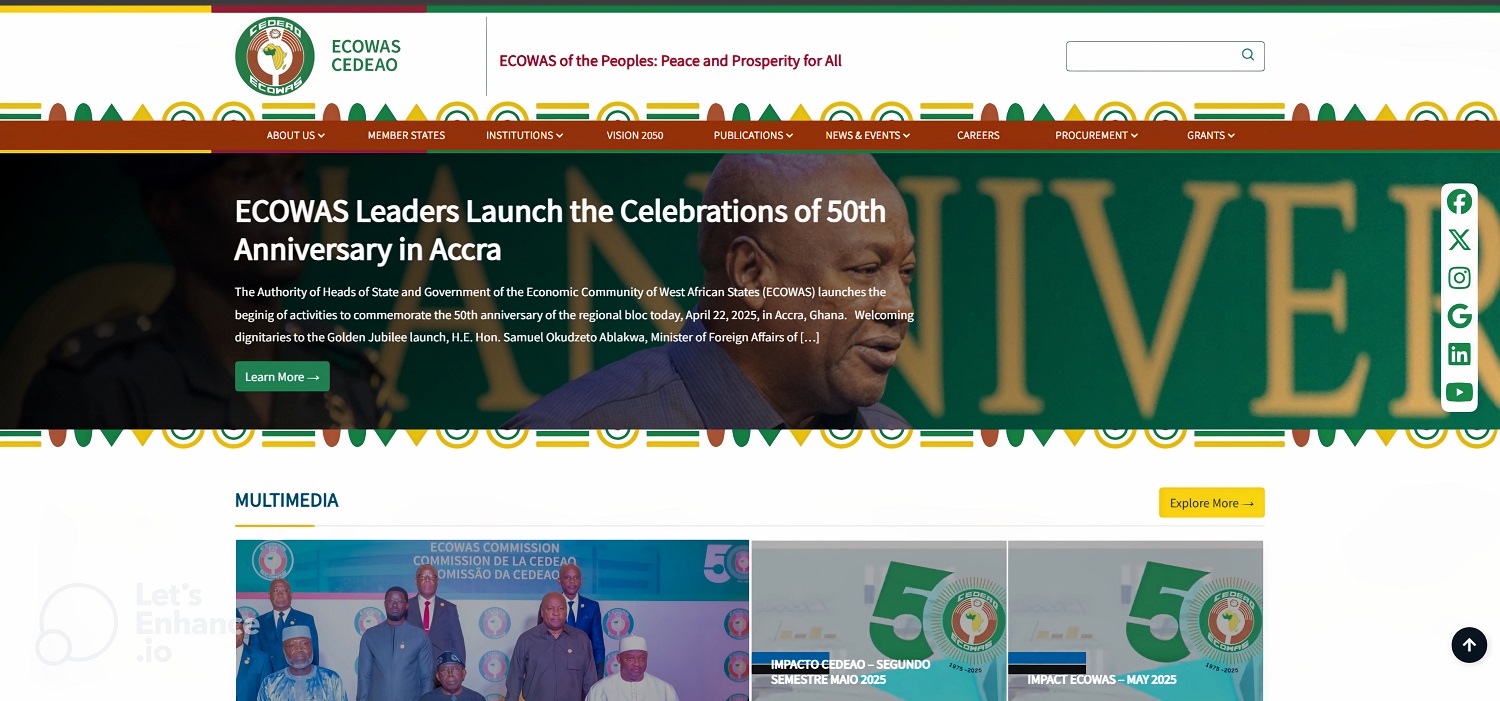 ECOWAS Commission Unveils Revamped Website in Honour of 50th ...